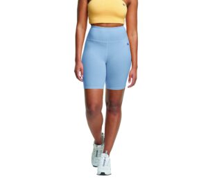 champion everyday stretch, women’s cotton bike shorts, 7" inseam, wildflower pale blue, small