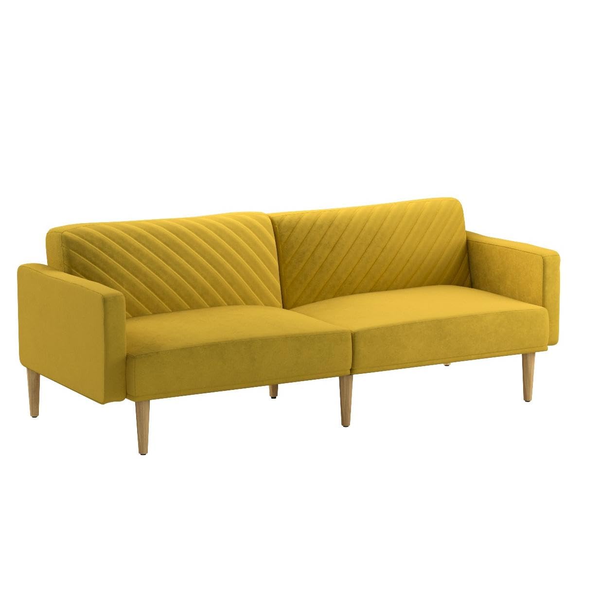 mopio Futon Sofa Bed, Couch, Small Sofa, Sleeper Sofa, Loveseat, Mid Century Modern Futon Couch, Sofa Cama, Couches for Living Room (Antique Gold Premium Velvet)