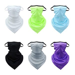 finrezio 6pcs men women face neck bandana with ear loops balaclava neck gaiters face neck scarf for sun dust wind motorcycle fishing running