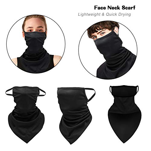 FINREZIO 6PCS Men Women Face Neck Bandana with Ear Loops Balaclava Neck Gaiters Face Neck Scarf for Sun Dust Wind Motorcycle Fishing Running