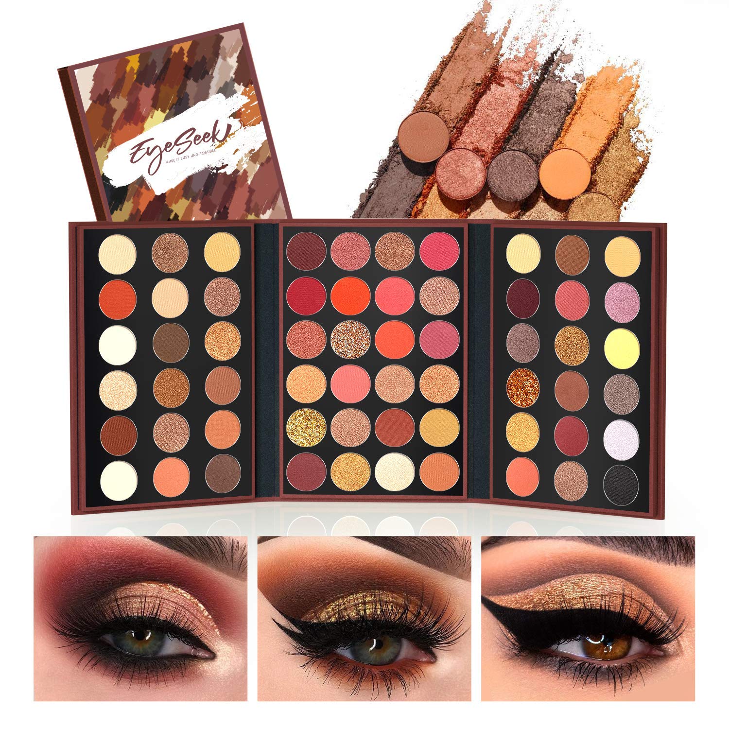 Eyeshadow Palette Glitter Pro 60 Colours Matte Shimmer Eye Shadow All In One Makeup Palette High Pigmented Metallic Colour Eye Shadow Powder Easy To Blend Sparkle Glitter Eyeshadow Pallet Brown