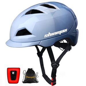 bike helmet women, shinmax bicycle helmet men with usb charging light&portable backpack adjustable size for urban commuter cycling helmet bc-177