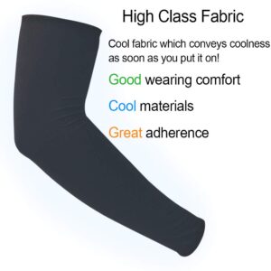 FOOTINSOLE.COM 2 Pairs UV Sun Protection Cooling Arm Sleeves for Cycling, Running, Golf, Driving Sleeves for Men & Women (Black + Gray)