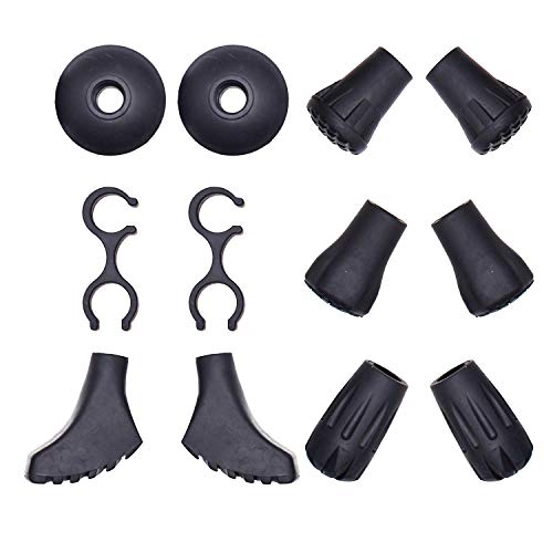 VNVM Trekking Pole Replacement Tips 6 Pairs Hiking Pole Tips Rubber for Hiking Trekking Poles & Adapt to Different Road Conditions