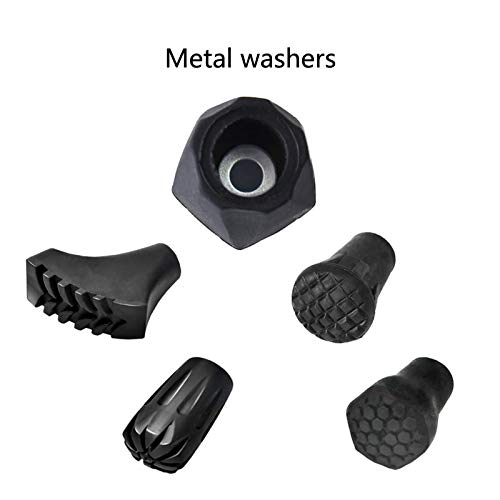 VNVM Trekking Pole Replacement Tips 6 Pairs Hiking Pole Tips Rubber for Hiking Trekking Poles & Adapt to Different Road Conditions