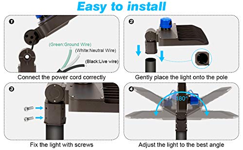 150W LED Parking Lot Light 19500LM 5000K Adjustable Slip fit Mount with Dusk-to-Dawn Photocell IP65 Waterproof LED Parking Lot Lights