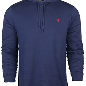 Polo RL Men's Long Sleeve Jersey Knit Pullover Hoodie (Navy, Medium)