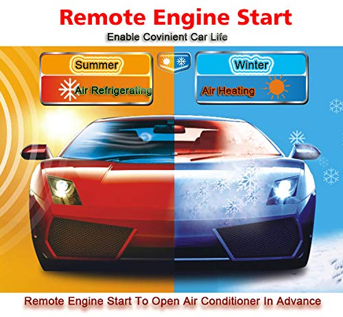 BANVIE Car Alarm System with Remote Engine Start and Push to Start Stop Iginition Button Kit