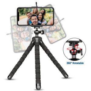 Phone Tripod, Flexible Tripod and Portable Adjustable Tripod with Wireless Remote, Compatible with iPhone/Android Phones, Mini Camera Tripod Stand for Cell Phone DSLR GoPro