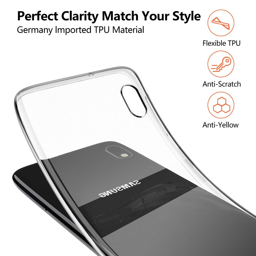 for Samsung Galaxy A10e Clear Case Slim Thin Flexible Silicone Soft Skin TPU Gel Scratch Resistant Rubber Shockproof Highly Transparent Protective Cases Cover for Galaxy A10e (Crystal Clear)