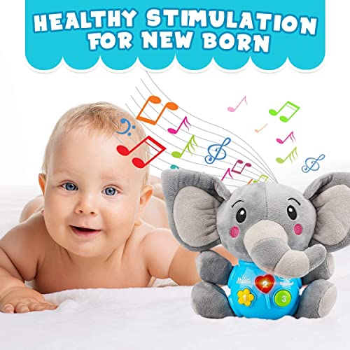 Insnug Plush Elephant Baby Toys - Baby Musical Animal Toys Kids Toys Baby Teething Toys Little Baby Bum Anime Plush STEM Toys Montessori Toys for Baby Boy Girl Toddlers Infants 0 3 6 9 12 Months