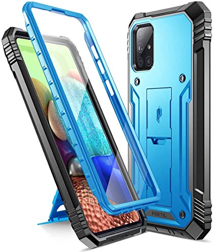 Poetic Revolution Series for Samsung Galaxy A71 5G Case, [Not Fit Verizon A71 5G UW] [Not Fit A71 4G] Full-Body Rugged Shockproof Protective Cover with Kickstand and Built-in-Screen Protector, Blue