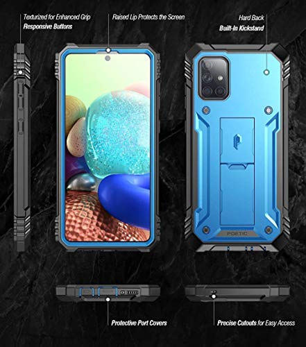 Poetic Revolution Series for Samsung Galaxy A71 5G Case, [Not Fit Verizon A71 5G UW] [Not Fit A71 4G] Full-Body Rugged Shockproof Protective Cover with Kickstand and Built-in-Screen Protector, Blue