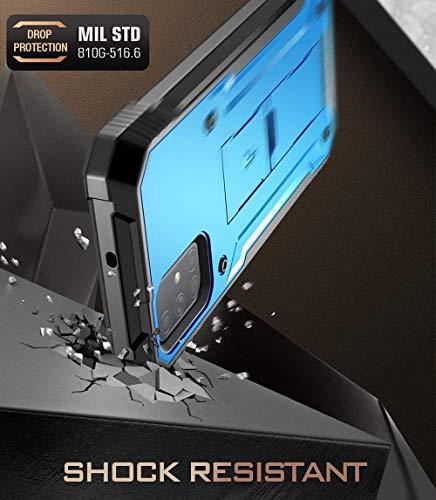 Poetic Revolution Series for Samsung Galaxy A71 5G Case, [Not Fit Verizon A71 5G UW] [Not Fit A71 4G] Full-Body Rugged Shockproof Protective Cover with Kickstand and Built-in-Screen Protector, Blue