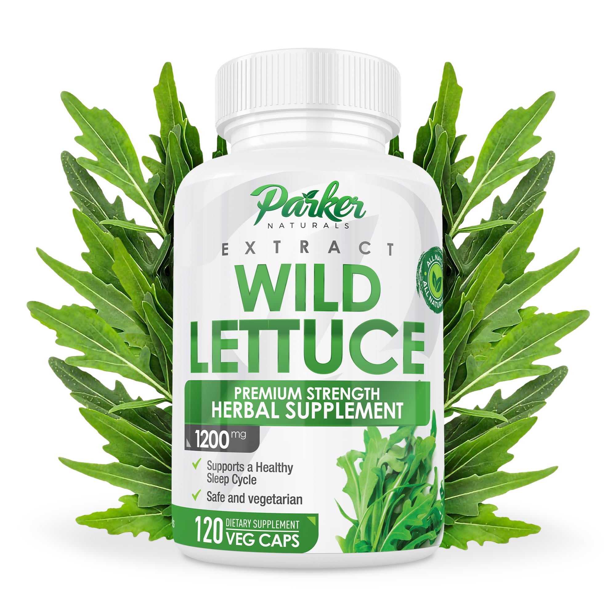 Parker Naturals Wild Lettuce Capsules 1200mg with 120 Count. 4:1 Extract. Most Potent Lactuca Virosa. Non GMO. Made in USA