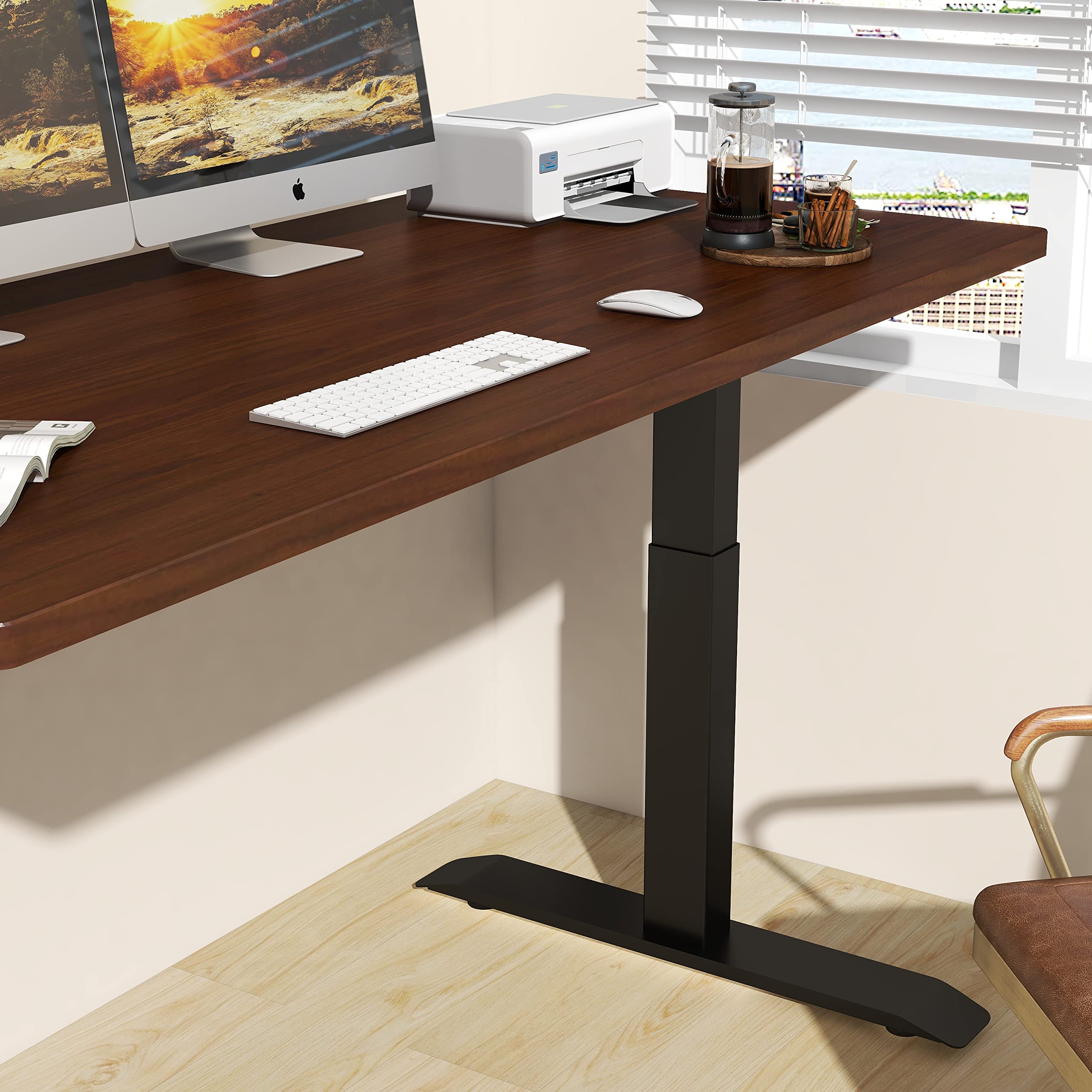 Lubvlook Electric Dual Motor Standing Desk Frame for 43 to 79 inch Table Tops, Ergonomic Standing Height Adjustable Base for Home and Office (Black Frame only)