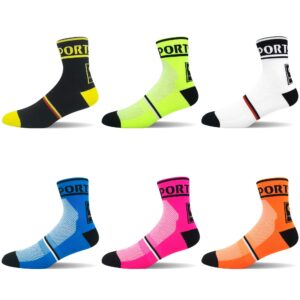 haloyiyi women and men's cycling socks breathable athletic running sports mountain bike, road bicycle ankle socks (6 pairs, l(10-13))