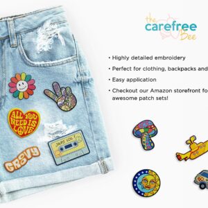 Iron on Hippie Patches Retro - The Carefree Bee | The Beatles Set of 12 Iron On Vintage Patches for Backpacks, Cute Jean Peace Sign Patches for Clothes (Set 4)