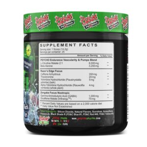 Psycho Pharma New Perfect Powders with Zengaba Energy Feel Good Focus Edge of Insanity - Most Intense Workout Powder for Focus, Strength & Energy