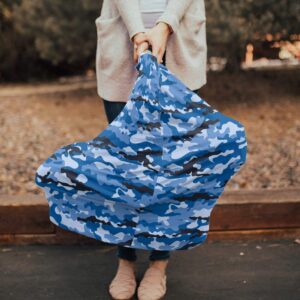 Camouflage Baby Nursing Cover for Breastfeeding, Navy Blue Black Army Camo Breathable Stretchy Nursing Scarf Carseat Canopy for Boys or Girls Stroller Car Seat Covers