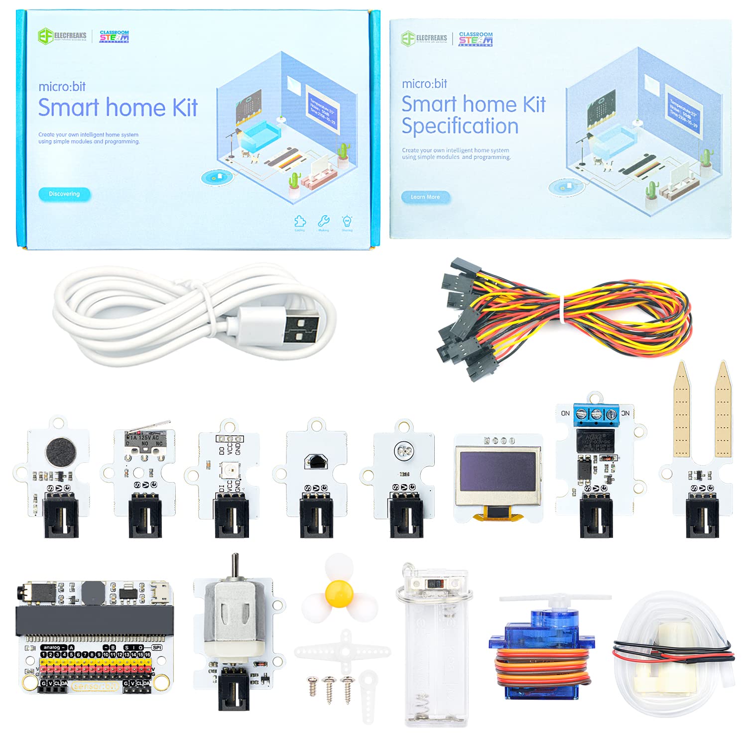 ELECFREAKS microbit Smart Home Kit for Kid Micro:bit Sensor Starter Kit Octopus Series Sensor, DIY Programming STEM kit with Basic Coding Electronics Modules and Wiki Tutorial(Without Micro:bit)