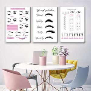 beauty salon wall art decor eyelash extension guide posters lash extension form canvas print painting decor eyelash technician forms modern picture for bedroom women 20x28x3 inch no frame