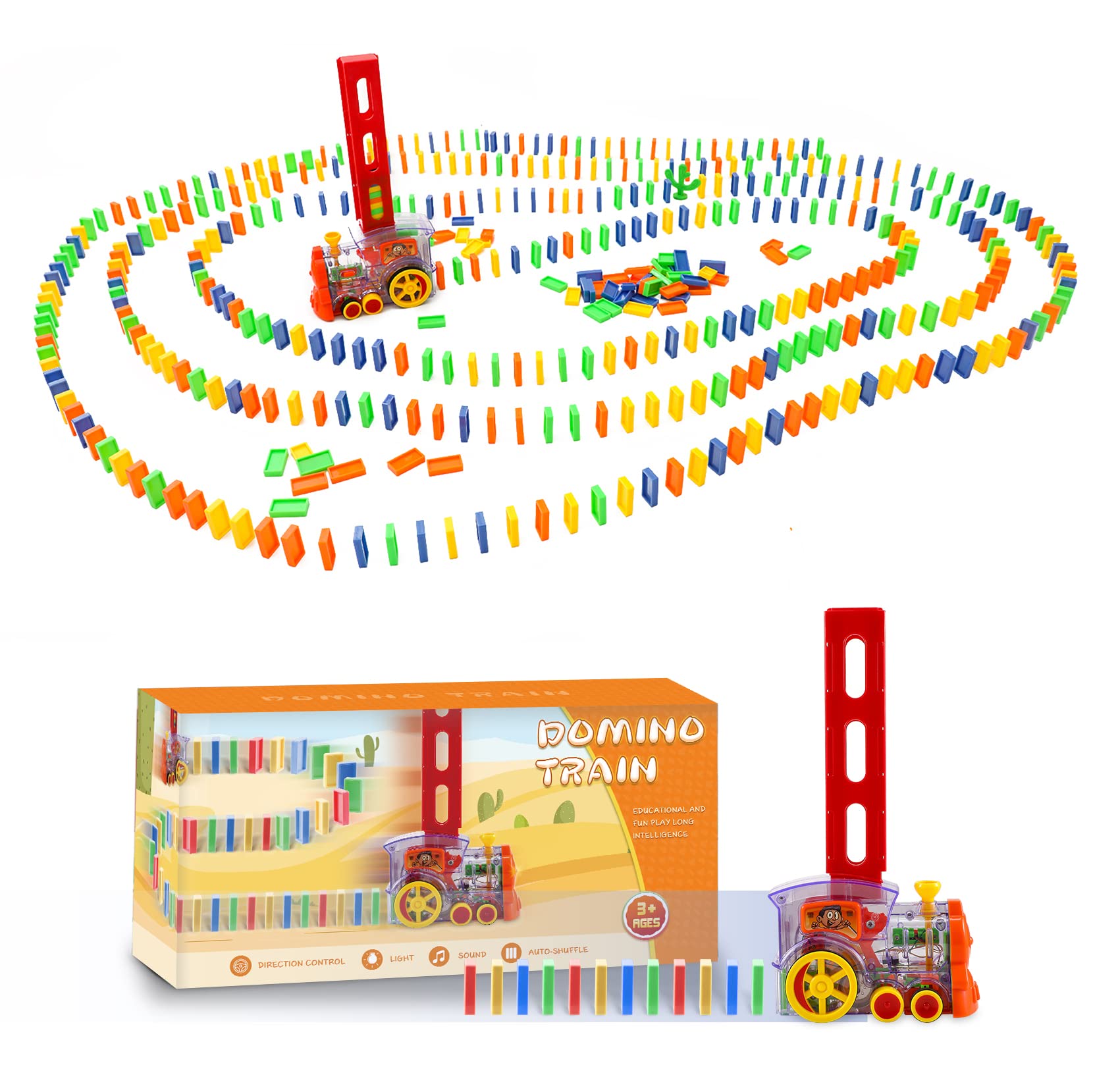 140 pcs Domino Train Car Toy Mega Pack Dominoes for 3-12 Years Old Boys Building Blocks Stacking Tile Games 60pcs + Extra 80pcs Domino Blocks