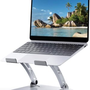 Kalafun Portable Laptop Stand Adjustable Height - MacBook Pro Stand for Desk, Aluminum Foldable Laptop Riser Computer Holder