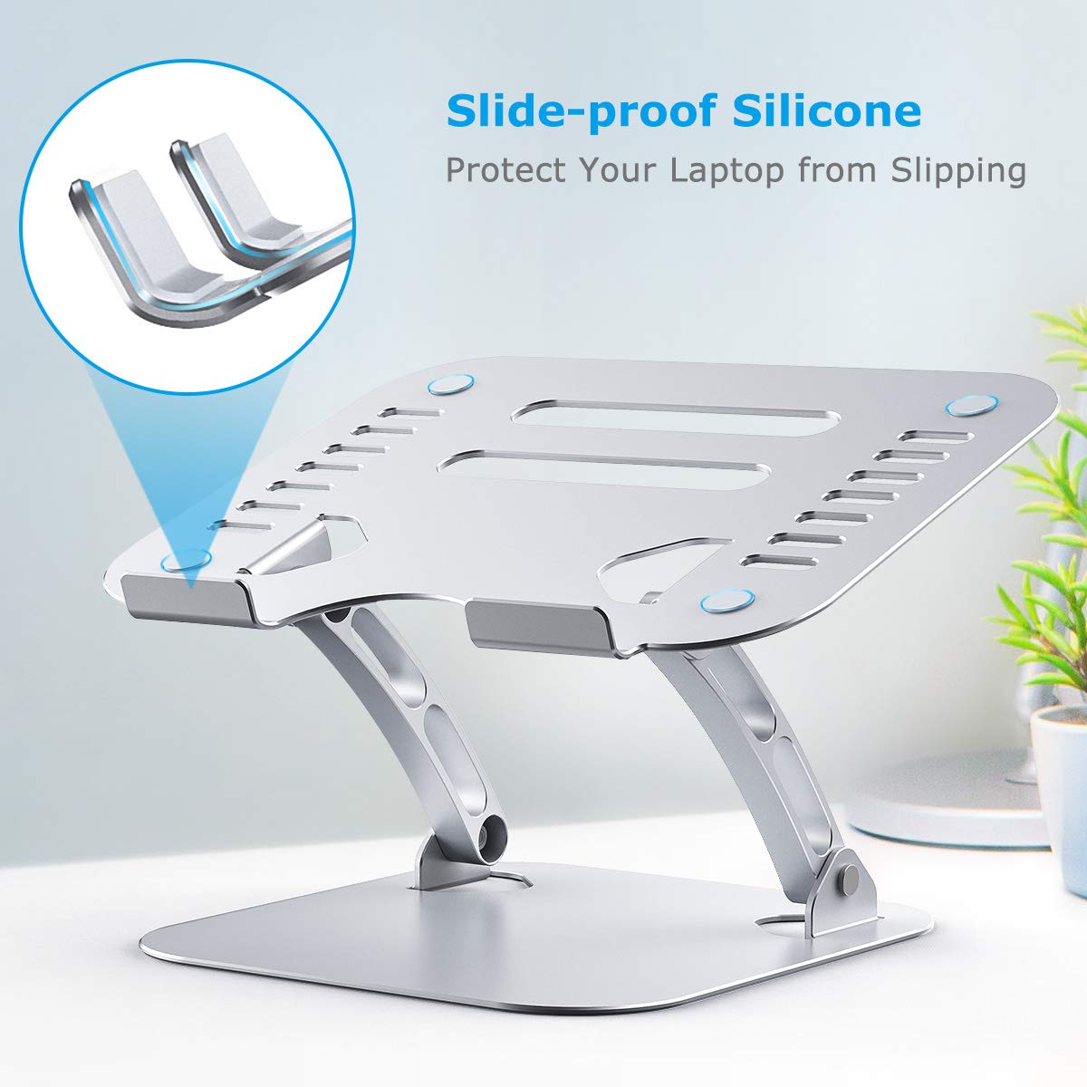 Kalafun Portable Laptop Stand Adjustable Height - MacBook Pro Stand for Desk, Aluminum Foldable Laptop Riser Computer Holder