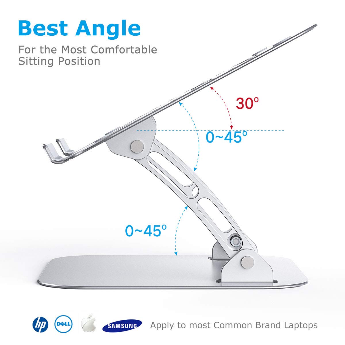 Kalafun Portable Laptop Stand Adjustable Height - MacBook Pro Stand for Desk, Aluminum Foldable Laptop Riser Computer Holder