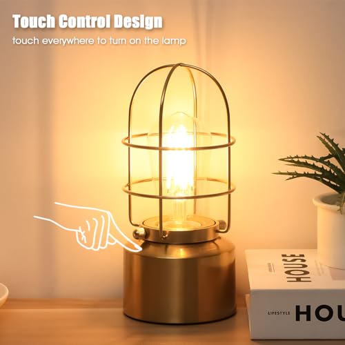 Haian Support 3-Way Dimmable Industrial Table Lamp with USB Ports