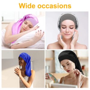 SATINIOR 6 Pcs Long Hair Satin Bonnet for Sleeping Extra Large Sleep Braid Bonnet Elastic Band Silk Night Sleep Hat for Women Long Curly Hair Braids Multi