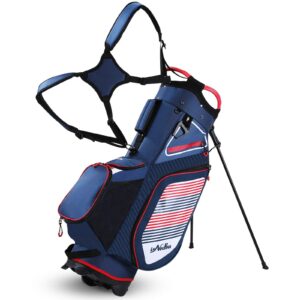 golf stand bag for men navy 14 way divider golf bags, 6lb lightweight portable walking/riding bags with dust cover, strap (blue)