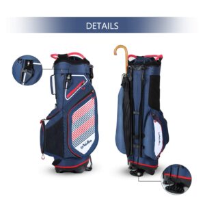 Golf Stand Bag for Men Navy 14 Way Divider Golf Bags, 6LB Lightweight Portable Walking/Riding Bags with Dust Cover, Strap (Blue)