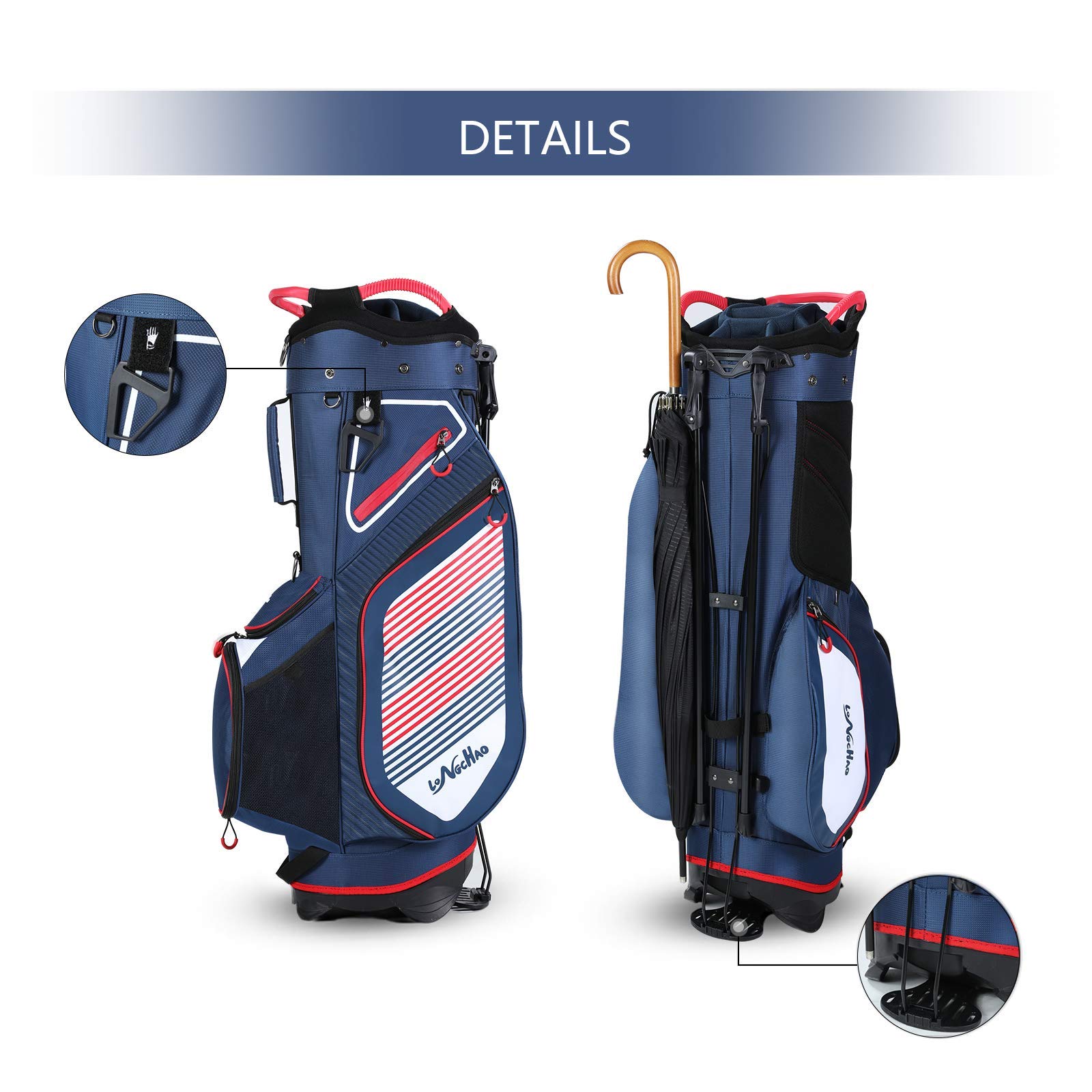 Golf Stand Bag for Men Navy 14 Way Divider Golf Bags, 6LB Lightweight Portable Walking/Riding Bags with Dust Cover, Strap (Blue)