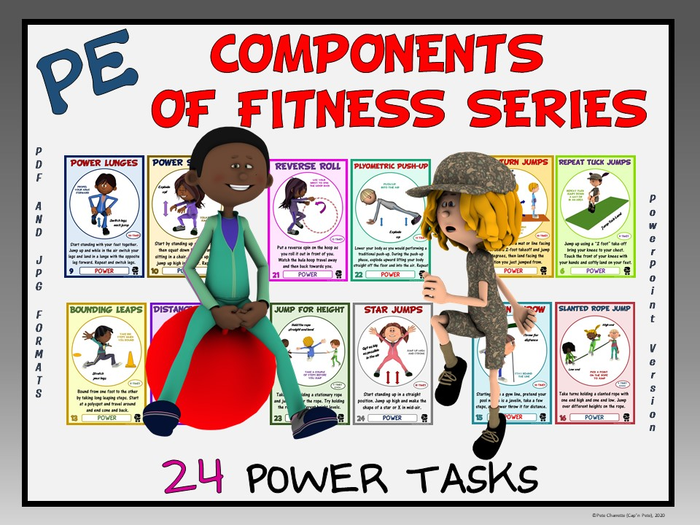 PE Component of Fitness Task Cards: 24 Power Movements