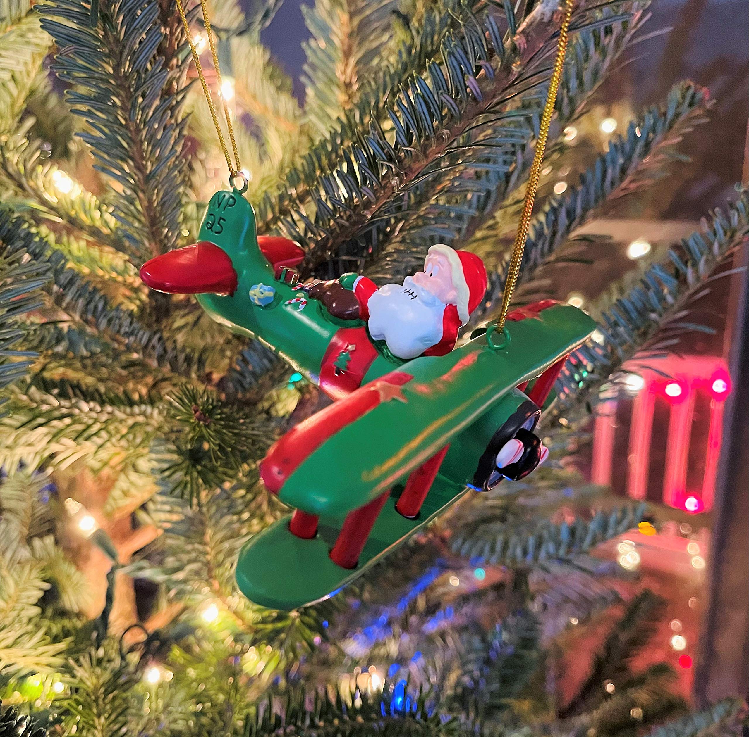 Tree Buddees Large Funny Aviator Santa Flying Plane Losing Presents Christmas Ornaments