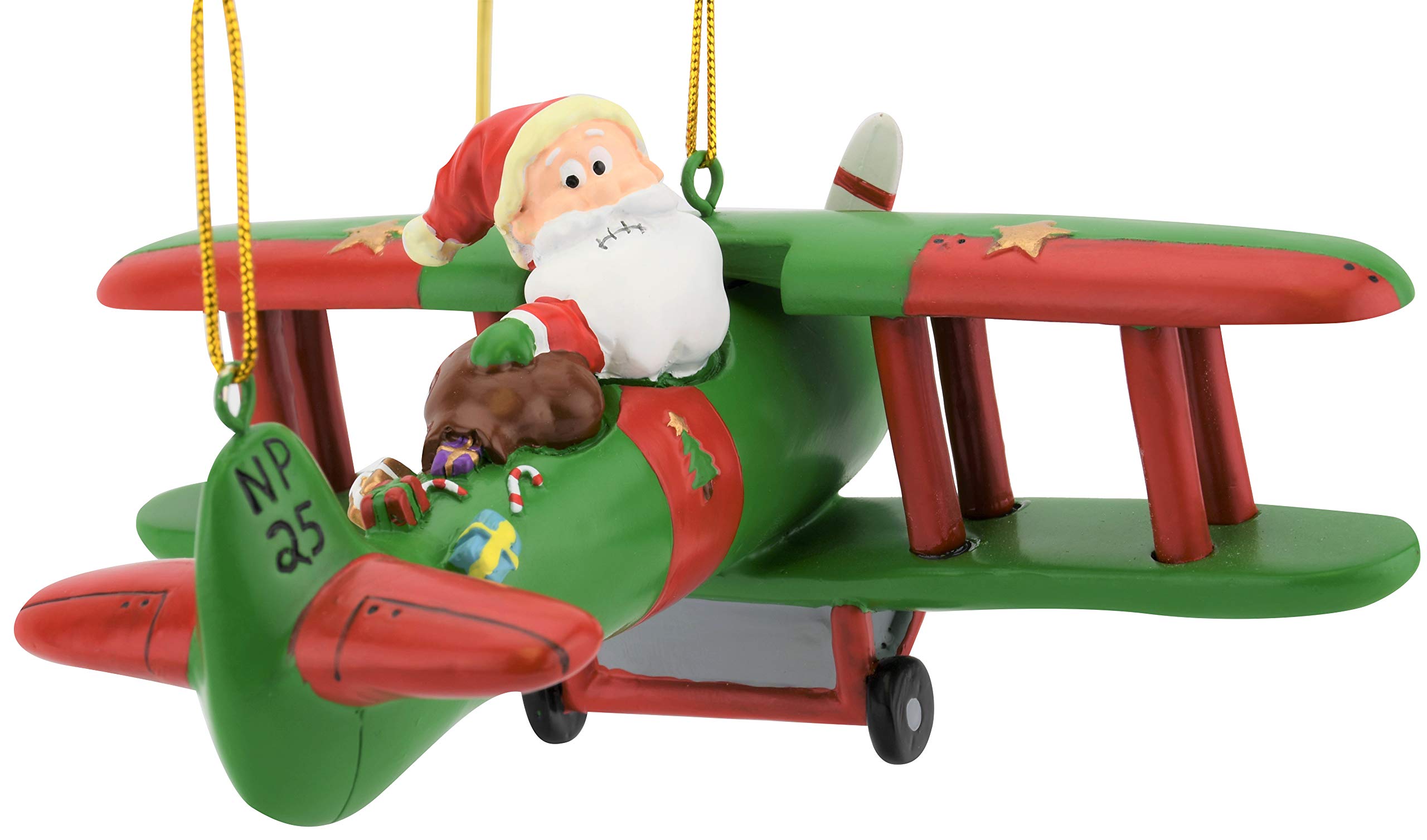 Tree Buddees Large Funny Aviator Santa Flying Plane Losing Presents Christmas Ornaments