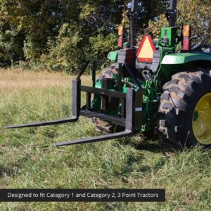 Titan Attachments Pallet Fork Frame Attachment with 42" Fork Blades, Fits Cat I & II Tractors, Rated 4,000 LB