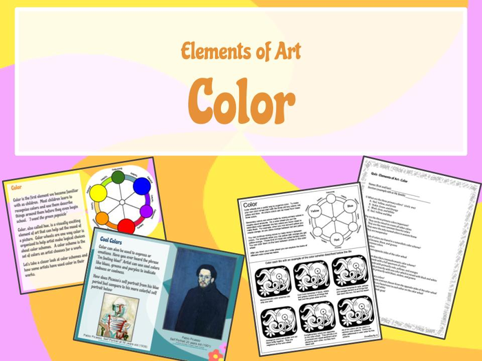 Elements of Art ~ Color ~ Lesson Presentation, Worksheet and Quiz