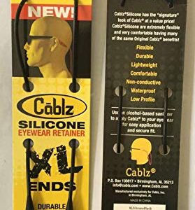 Cablz | XL Silicone Eyewear Retainer | Waterproof Eyewear Retainer Strap | 16 in XL Ends (Black)