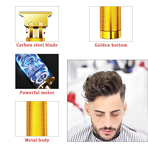 Mens Clipper Cordless Hair Clippers, Razor Electric Professional Beard Trimmer Grooming Shaving Machine Self Hair Cutting Haircut Trimmers Cutter，Golden