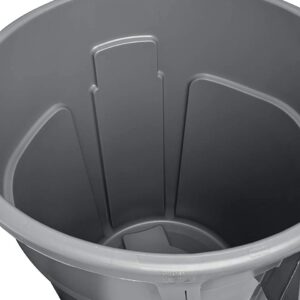 Rubbermaid Commercial Products BRUTE Heavy-Duty Round Trash/Garbage Can with Venting Channels - 32 Gallon - Gray (Pack of 2)