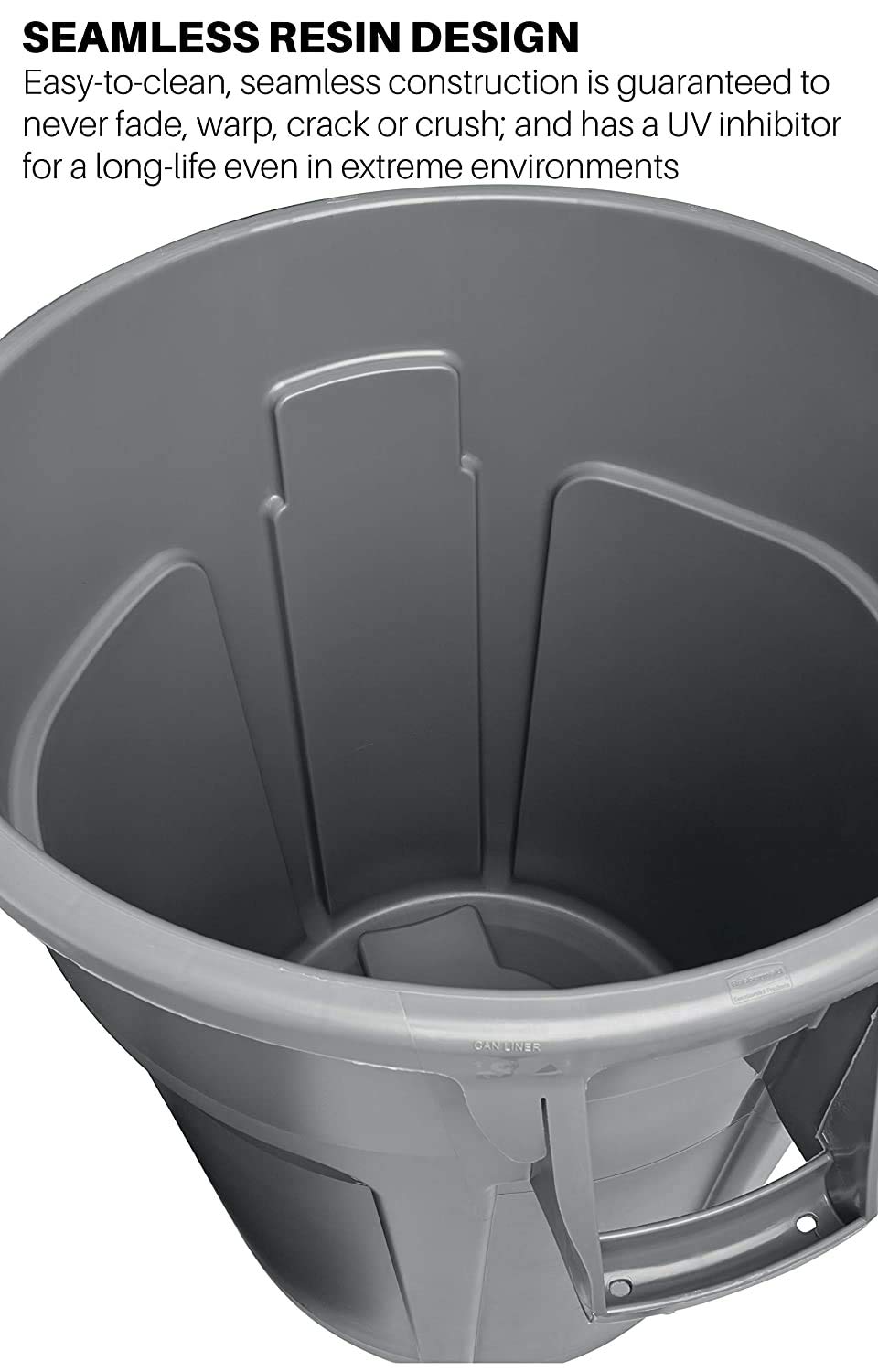 Rubbermaid Commercial Products BRUTE Heavy-Duty Round Trash/Garbage Can with Venting Channels - 32 Gallon - Gray (Pack of 2)