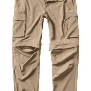 Gash Hao Mens Hiking Convertible Pants Outdoor Waterproof Quick Dry Zip Off Lightweight Fishing Pants（Khaki 34X30）