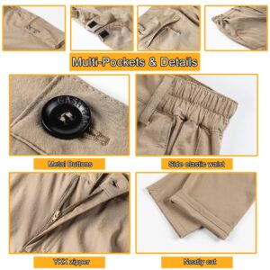 Gash Hao Mens Hiking Convertible Pants Outdoor Waterproof Quick Dry Zip Off Lightweight Fishing Pants（Khaki 34X30）