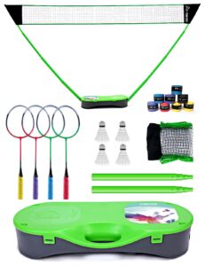 peak fits portable badminton net set,folding volleyball badminton net,4 professional graphite badminton racket,8 racket grip tape,4 shuttlecocks,family game,kids gift,backyard sports