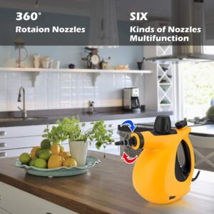 Handheld Pressurized Steam Cleaner, Steam Cleaner with 9-Piece Accessory Set Multi-Purpose and Multi-Surface All Natural, Chemical-Free Steam Cleaning for Home, Kitchen, Auto, Patio