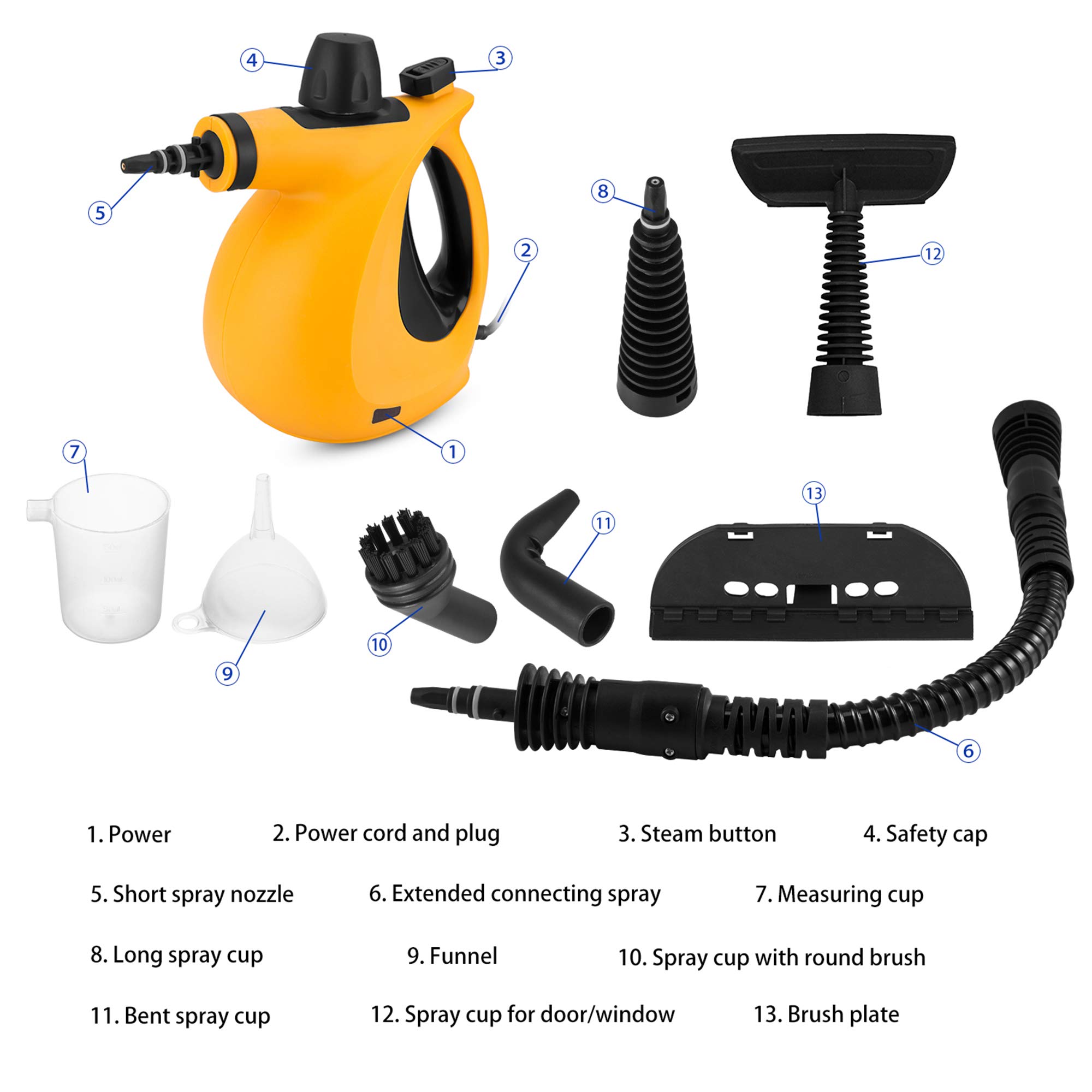 Handheld Pressurized Steam Cleaner, Steam Cleaner with 9-Piece Accessory Set Multi-Purpose and Multi-Surface All Natural, Chemical-Free Steam Cleaning for Home, Kitchen, Auto, Patio