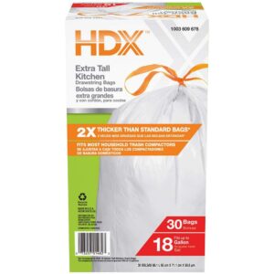 HDX 18 Gallon Heavy-Duty Drawstring Kitchen and Compactor Trash Bags (30-Count)